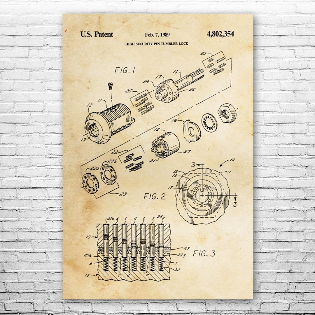 Tubular Lock Poster Print, Workshop Decor, Locksmith Gift, Lock ...