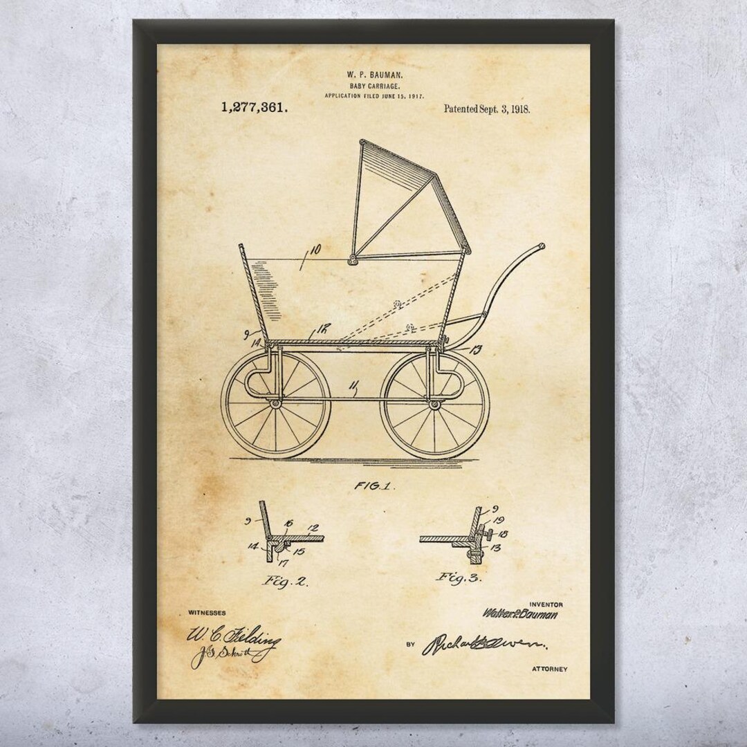 Baby Stroller Patent Wall Art | Poster, Canvas or Framed | Daycare ...