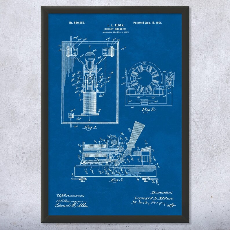 Framed Circuit Breaker Wall Art Print Electrician Gift | Etsy