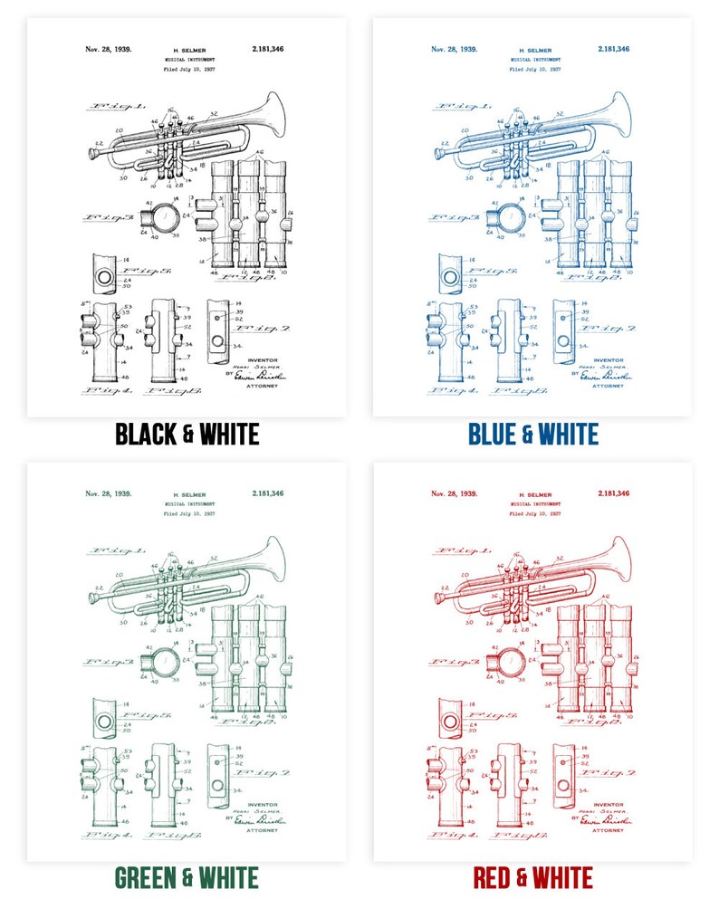 Trumpet Poster Print Trumpet Design Jazz Art Music Class - Etsy