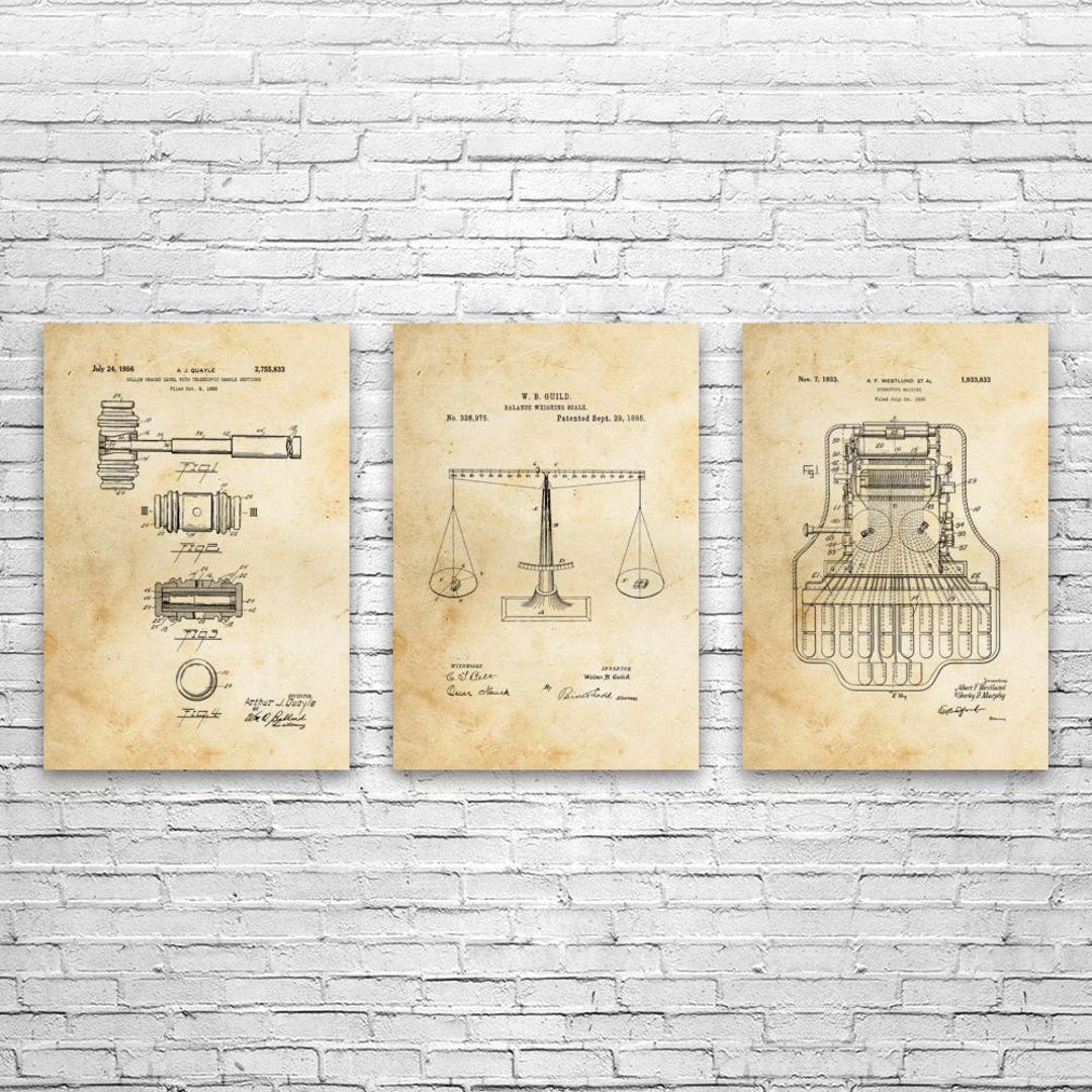 Courthouse Patent Wall Art Set of 3 | Poster, Canvas or Framed | Judge ...