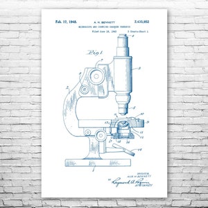 Microscope Poster Print, Microbiologist Gift, Science Decor, Microscope ...