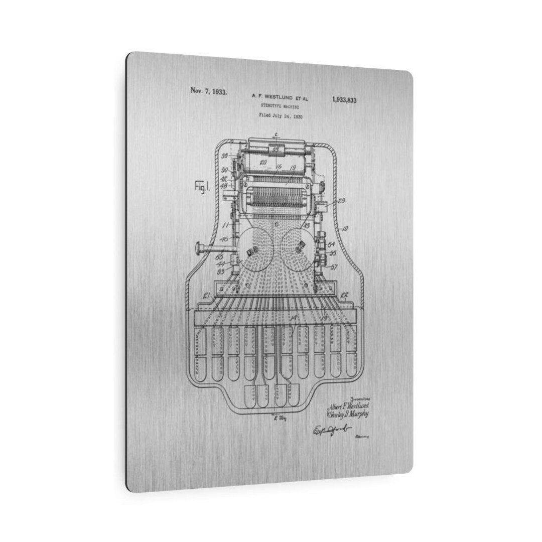 Court Reporter Stenotype Patent Metal Print, Stenographer Gift ...