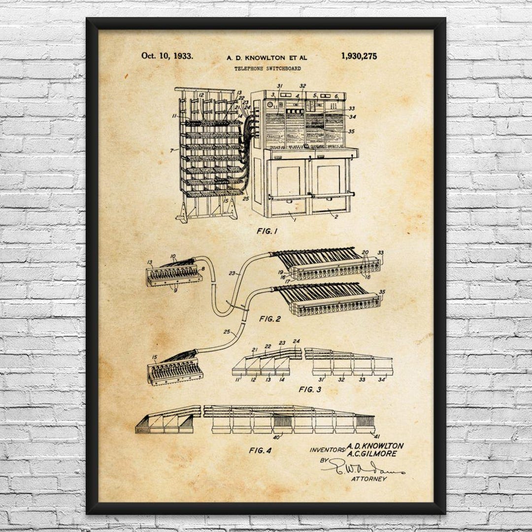 Telephone Switchboard Patent Art Print: Telecom Gift, Call Center Art ...