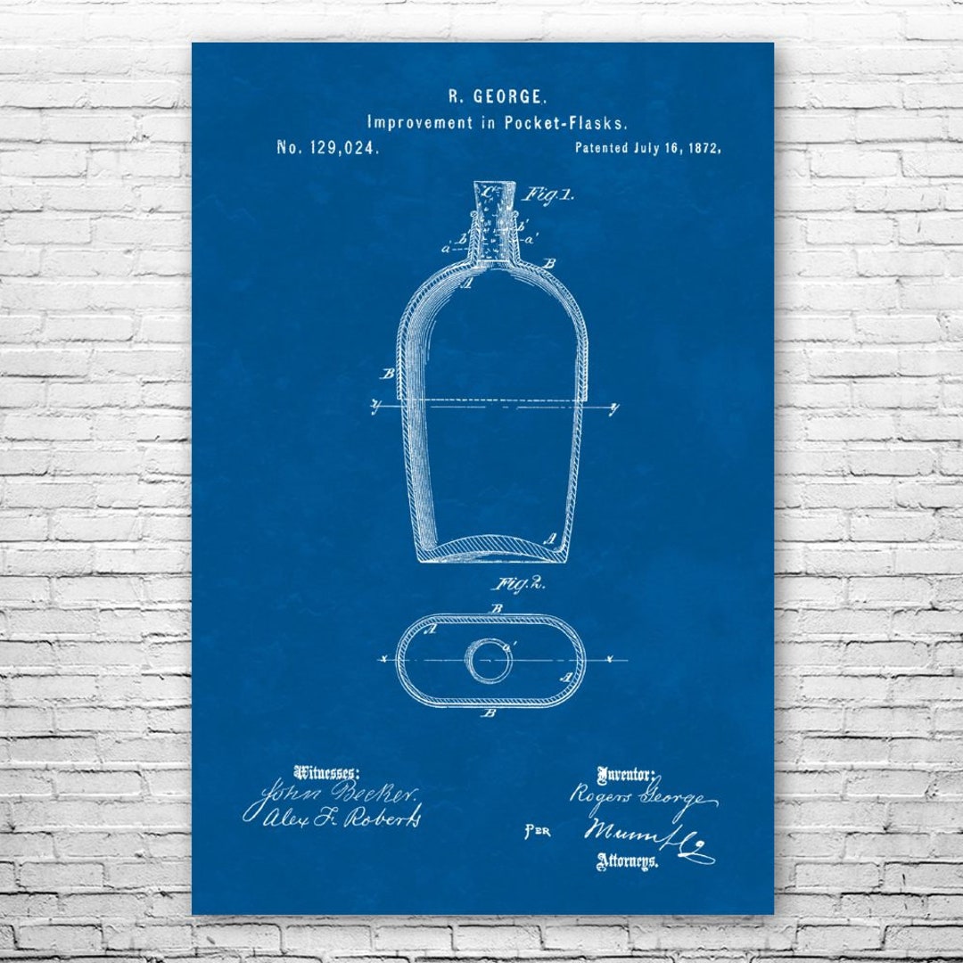 Cork Bottle Flask Poster Print Bar Wall Art Flask Blueprint - Etsy