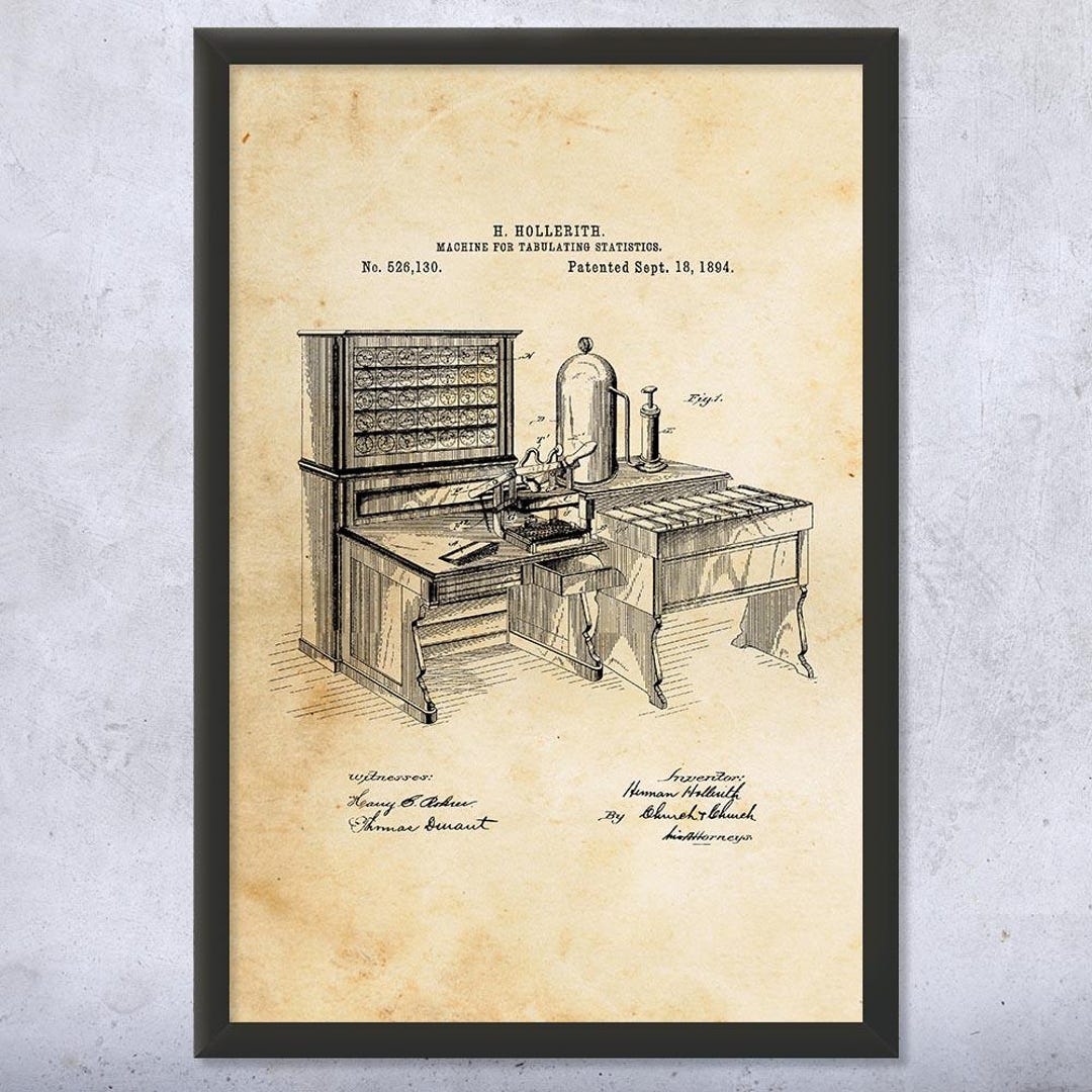 Hollerith Tabulating Machine Patent Art Print: Computer Lab Art, Retro ...