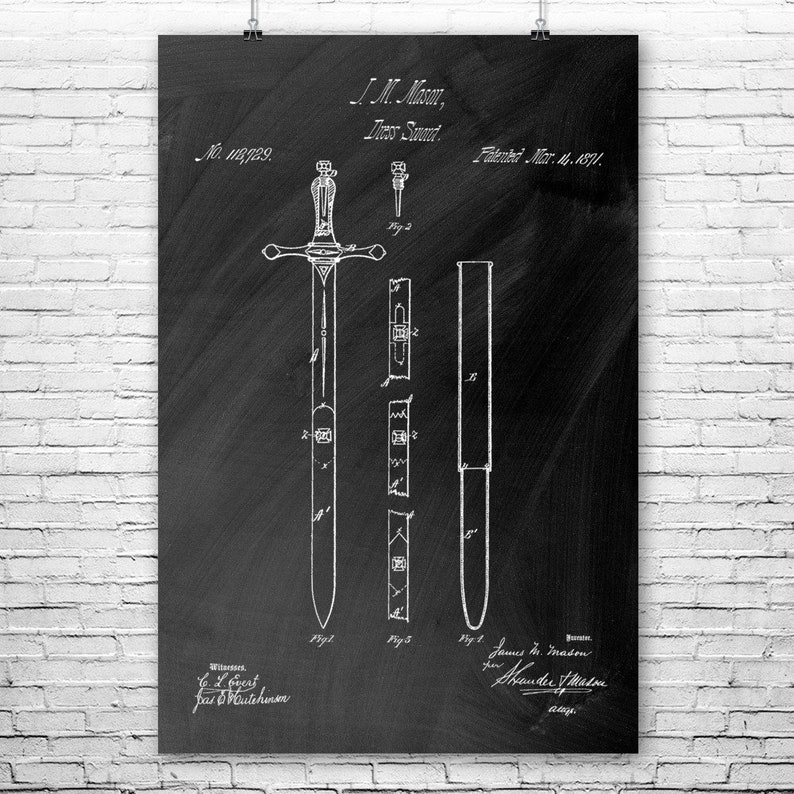 Dress Sword Poster Print Medieval Art Sword Blueprint - Etsy