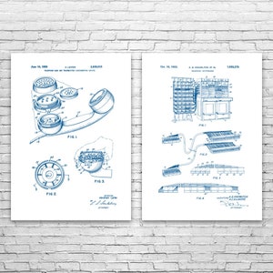 Telephone Patent Prints Set of 2, Network Engineer, Lineman Gifts ...