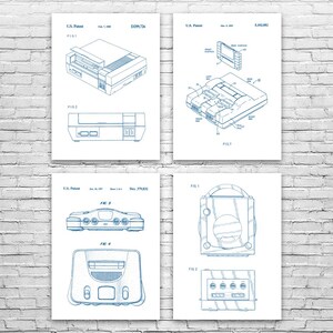 Game Console Patent Wall Art Set of 4 | Poster, Canvas or Framed ...