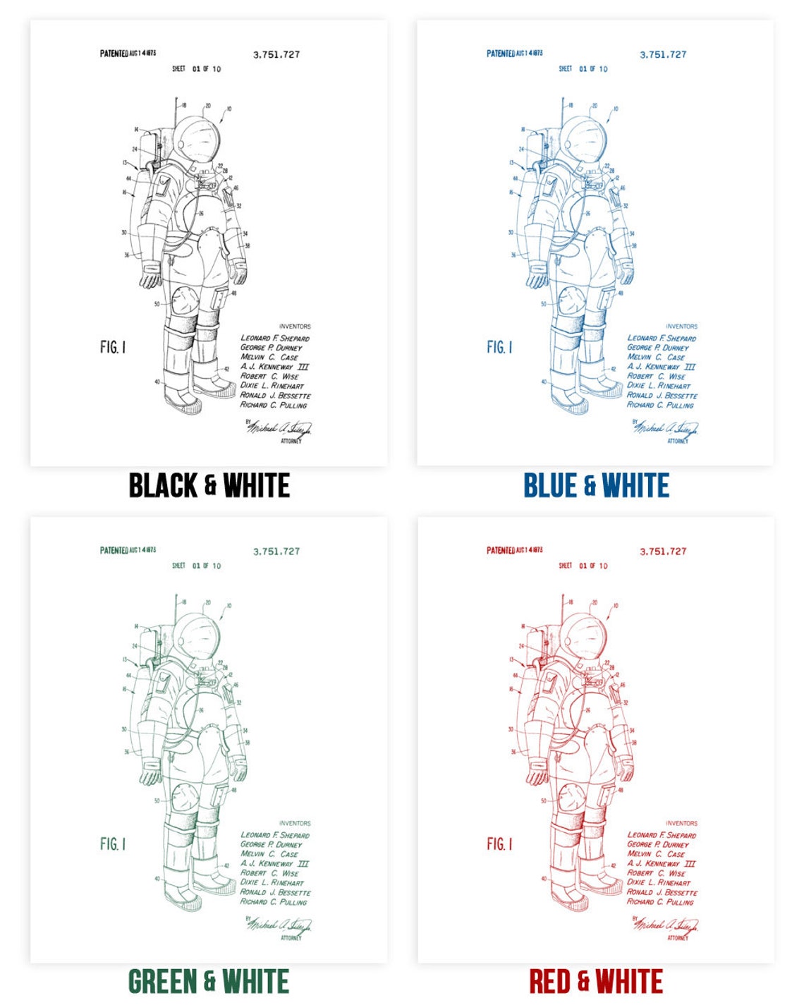 NASA Space Patent Prints Set of 2 NASA Gift Space Wall Art | Etsy