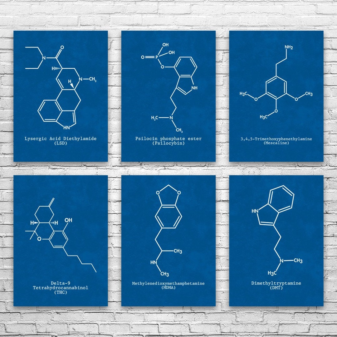 Psychedelic Molecule Posters Set of 6 Acid Art Print Stoner - Etsy