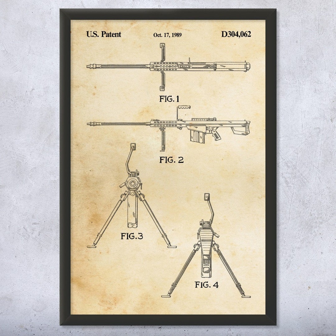 Framed Barrett M82 M107 .50 Cal Rifle Wall Art Print, Sniper Gift, Gun ...