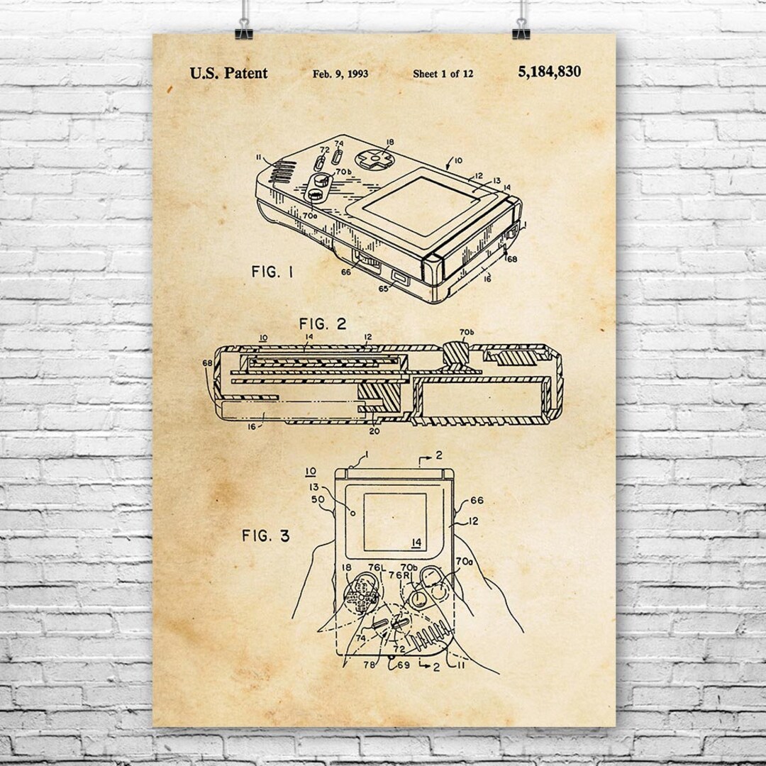 Game Boy Poster Print Video Game Gift Blueprint Gamer Gift - Etsy