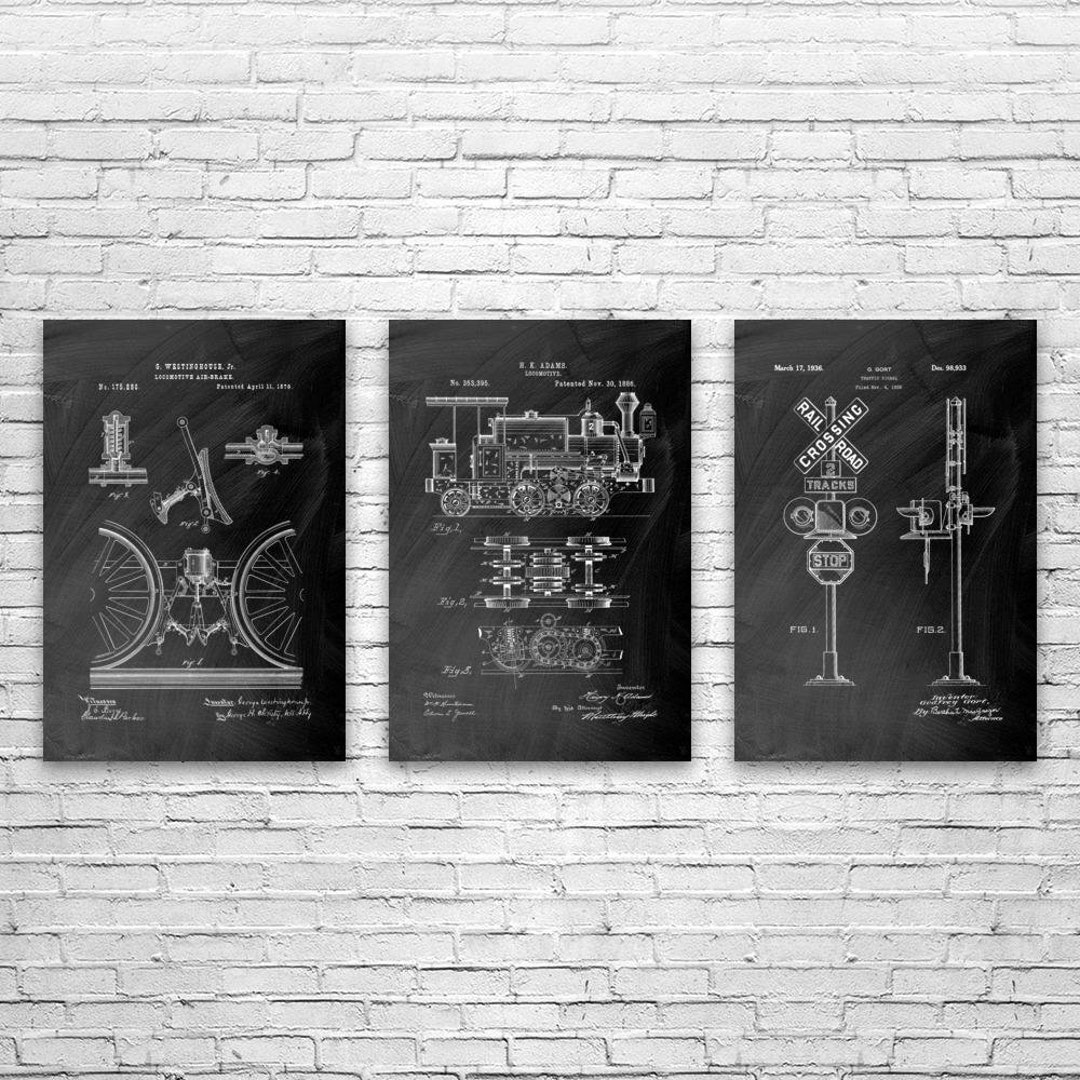 Train Railroad Posters Set of 3, Engineer Gift, Train Conductor, George ...