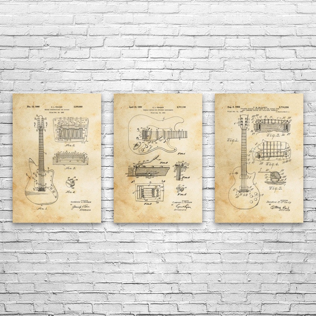 Electric Guitar Posters Set of 3, Guitarist Gifts, Band Leader, Guitar ...
