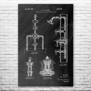Shower Faucet Valves Poster Print Plumber Gift Restroom Wall - Etsy