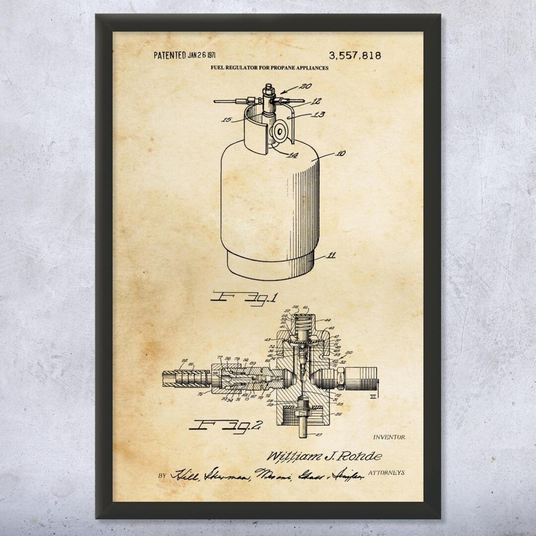 Propane Tank Patent Wall Art | Poster, Canvas or Framed | Garage Decor ...