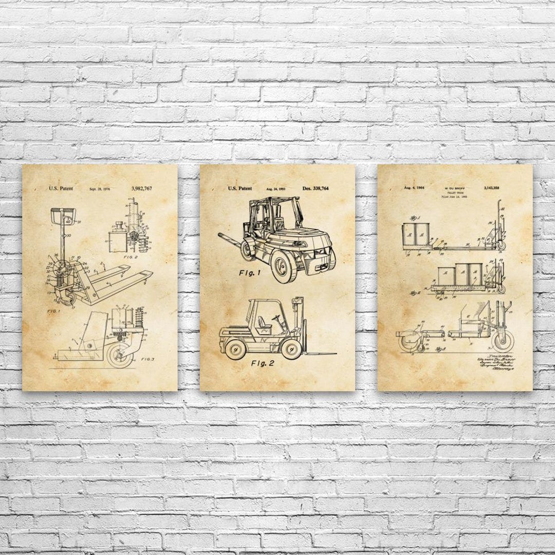 Warehouse Patent Wall Art Set of 3 | Poster, Canvas or Framed ...