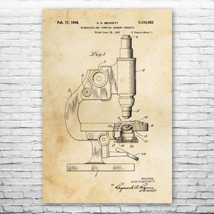 Microscope Poster Print, Microbiologist Gift, Science Decor, Microscope ...