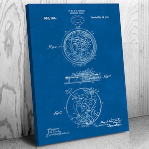 Mechanical Pocket Watch Patent Canvas Print, Watch Blueprint ...