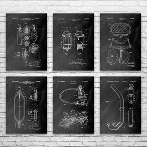 Scuba Diving Patent Wall Art Set of 6: Swimming Gifts, Diving Art - Etsy