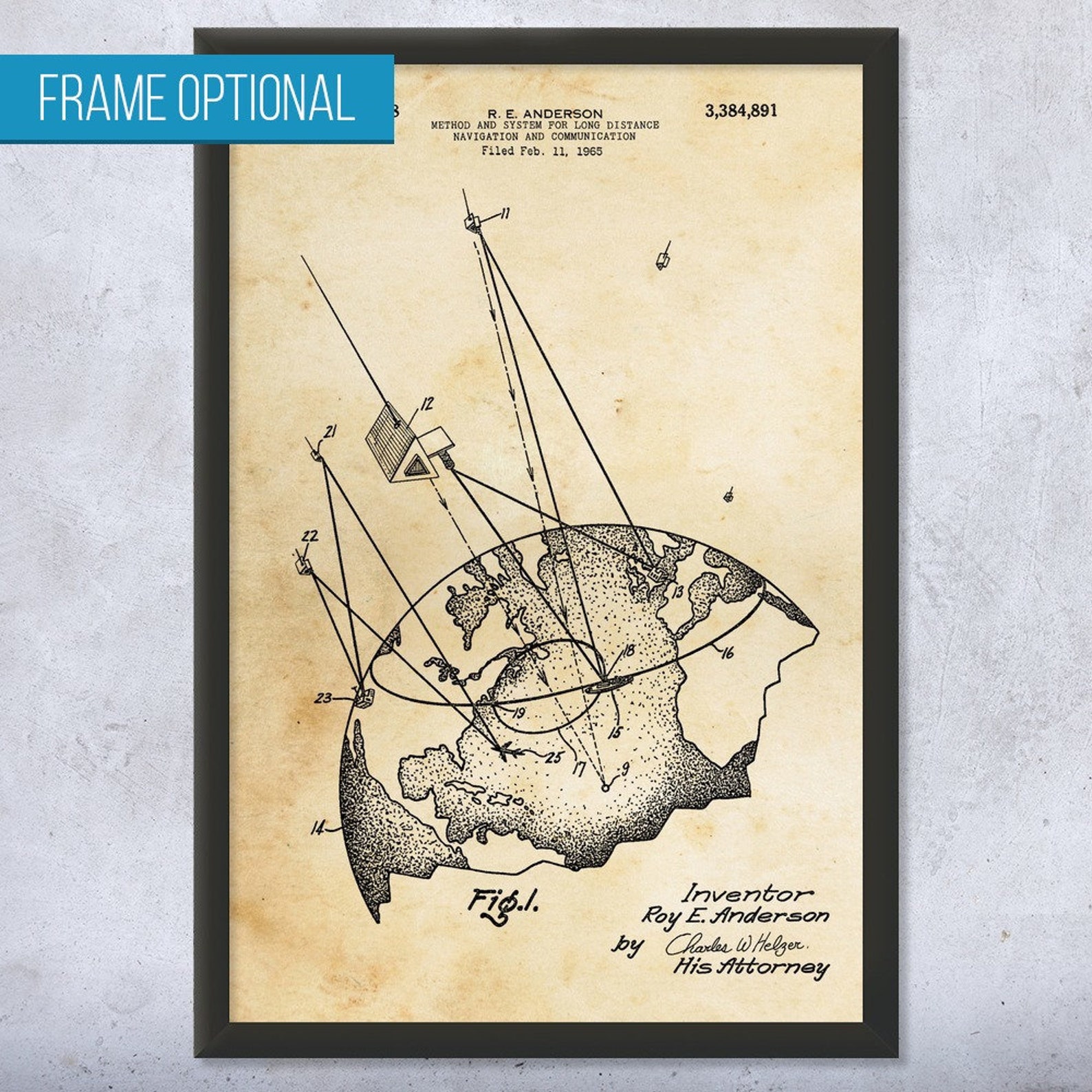 GPS Navigation Satellite Poster Print Telecom Gift Weather | Etsy