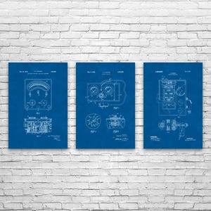 Electrician Patent Wall Art Set of 3 | Poster, Canvas or Framed ...