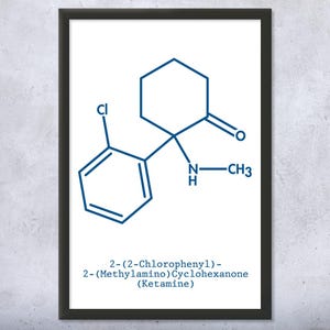 Ketamine Molecule Wall Art Poster, Canvas or Framed Veterinarian Gift ...