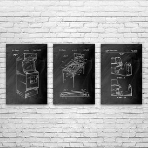 Arcade Patent Posters Set of 3, Arcade Blueprint, Video Game Art, Game ...