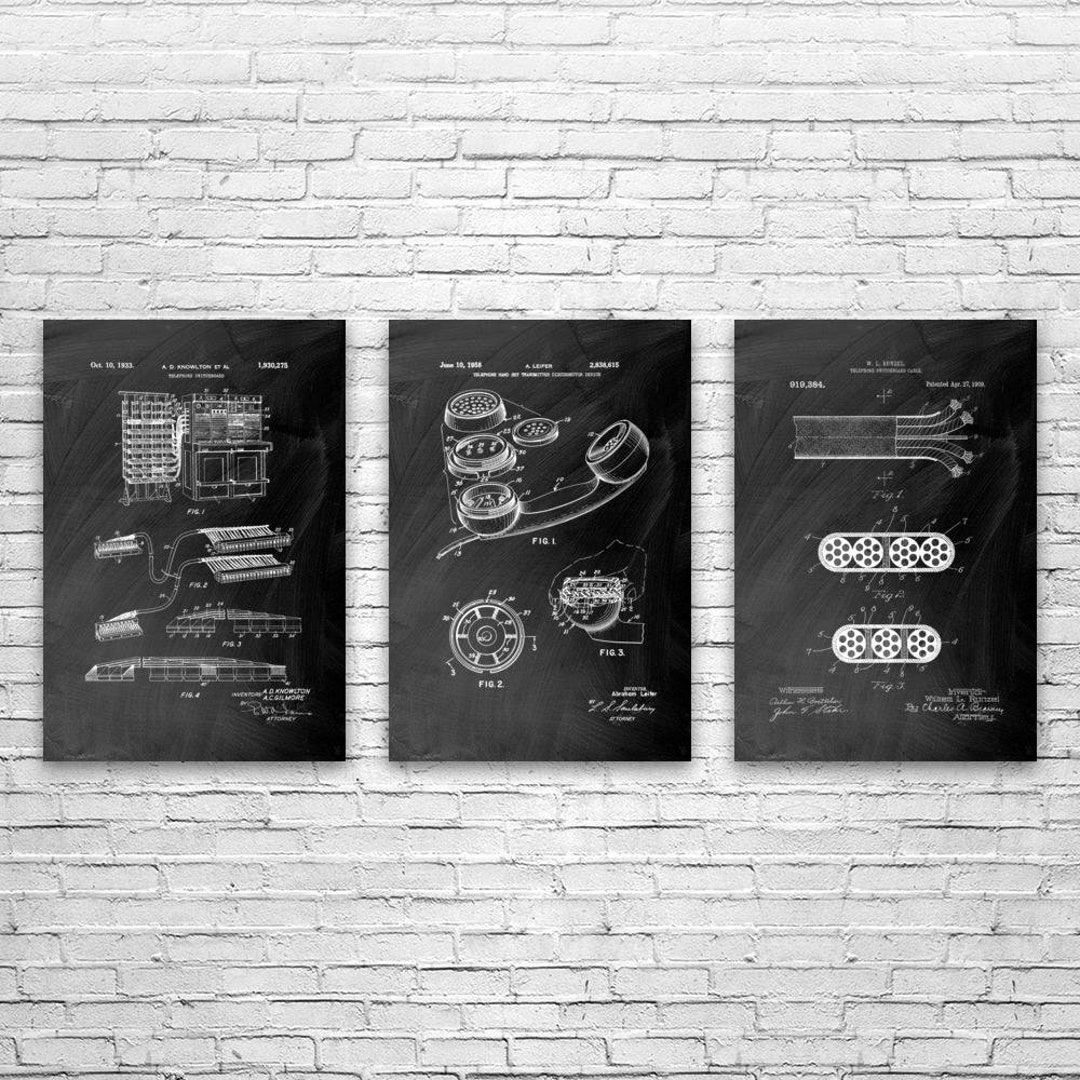 Telephone Telecom Posters Set of 3, Telecom Gifts, Old Time Phone ...