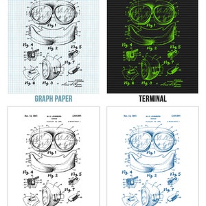 Goggles Poster Print, Goggles Blueprint, Safety Gear, Welding Decor ...