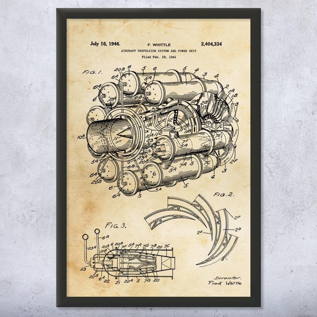 Jet Engine Patent Art Print: Mechanic Gift, Engine Blueprint - Etsy
