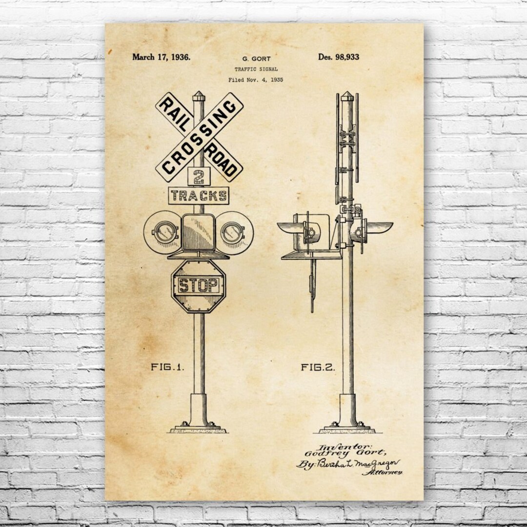 Railroad Crossing Signal Poster Print, Train Station Art, Signal ...