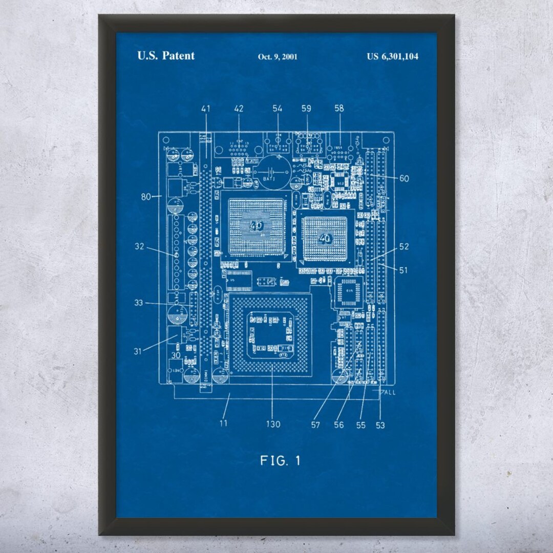 Framed Motherboard Wall Art Print, Computer Decor, Lab Art, Circuit ...