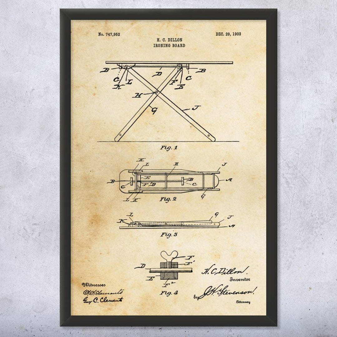 Ironing Board Patent Wall Art Poster, Canvas or Framed House Warming ...