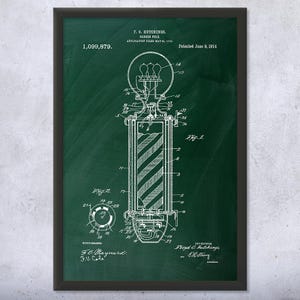 Barber Pole Patent Wall Art | Poster, Canvas or Framed | Barber Shop ...