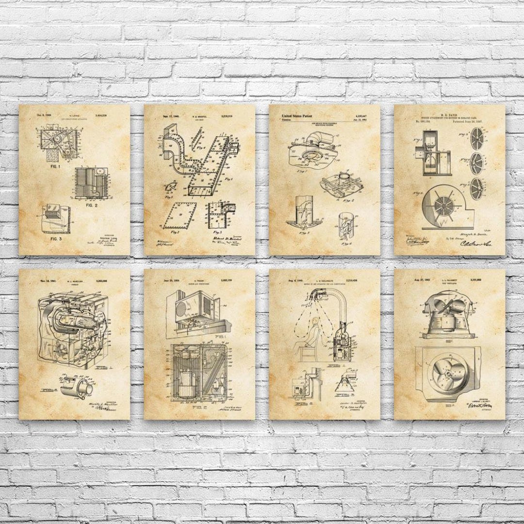 HVAC Patent Wall Art Set of 8: HVAC Technician, Mechanic Gift - Etsy