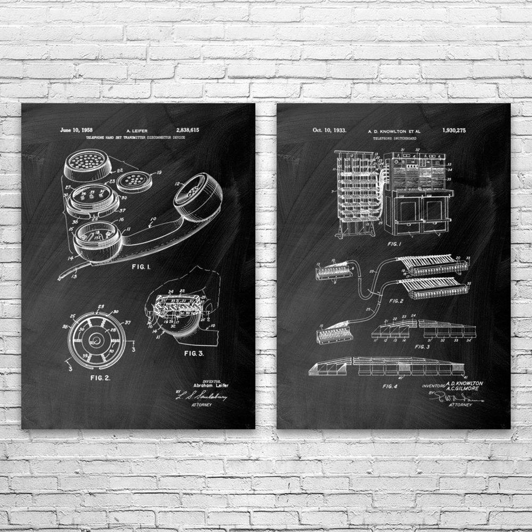 Telephone Patent Prints Set of 2, Network Engineer, Lineman Gifts ...
