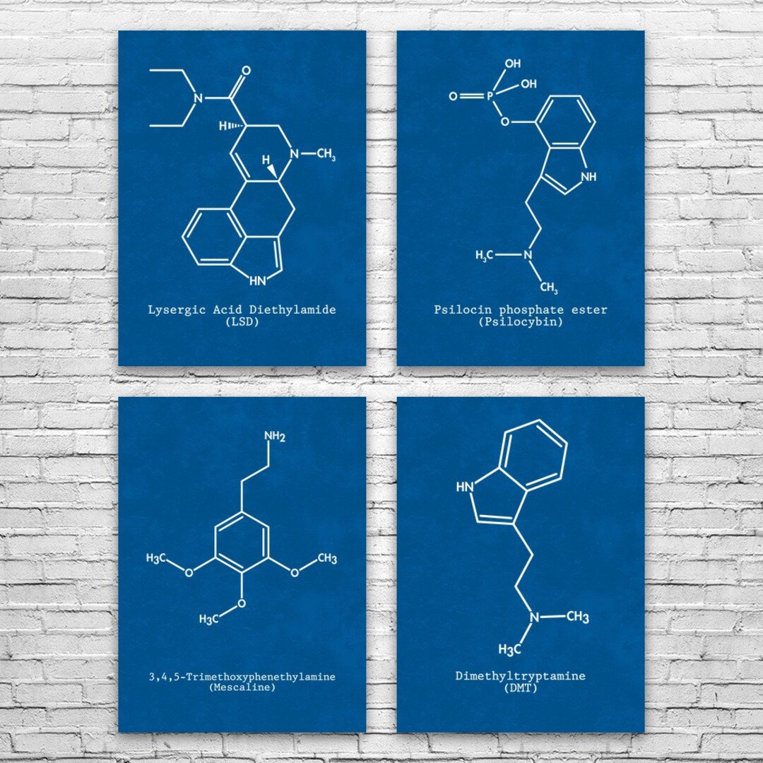 Psychedelic Molecules Posters Set of 4 Acid Art Print Stoner - Etsy