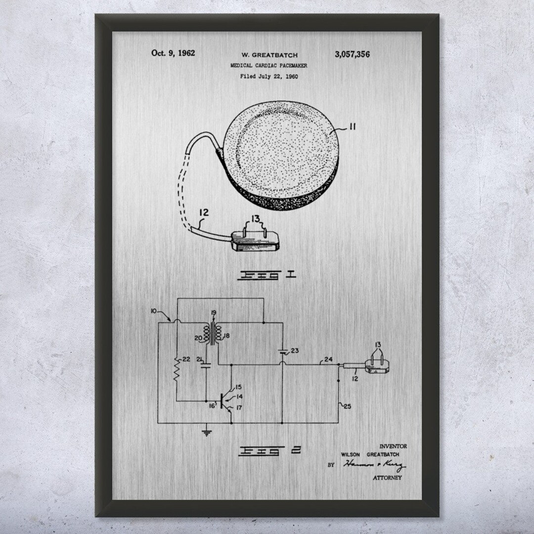 Framed Pacemaker Wall Art Print, Cardiologist Gift, Pacemaker Blueprint ...