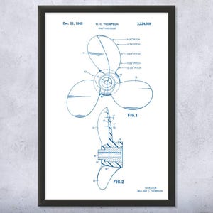 Boat Propeller Patent Wall Art | Poster, Canvas or Framed | Boating ...