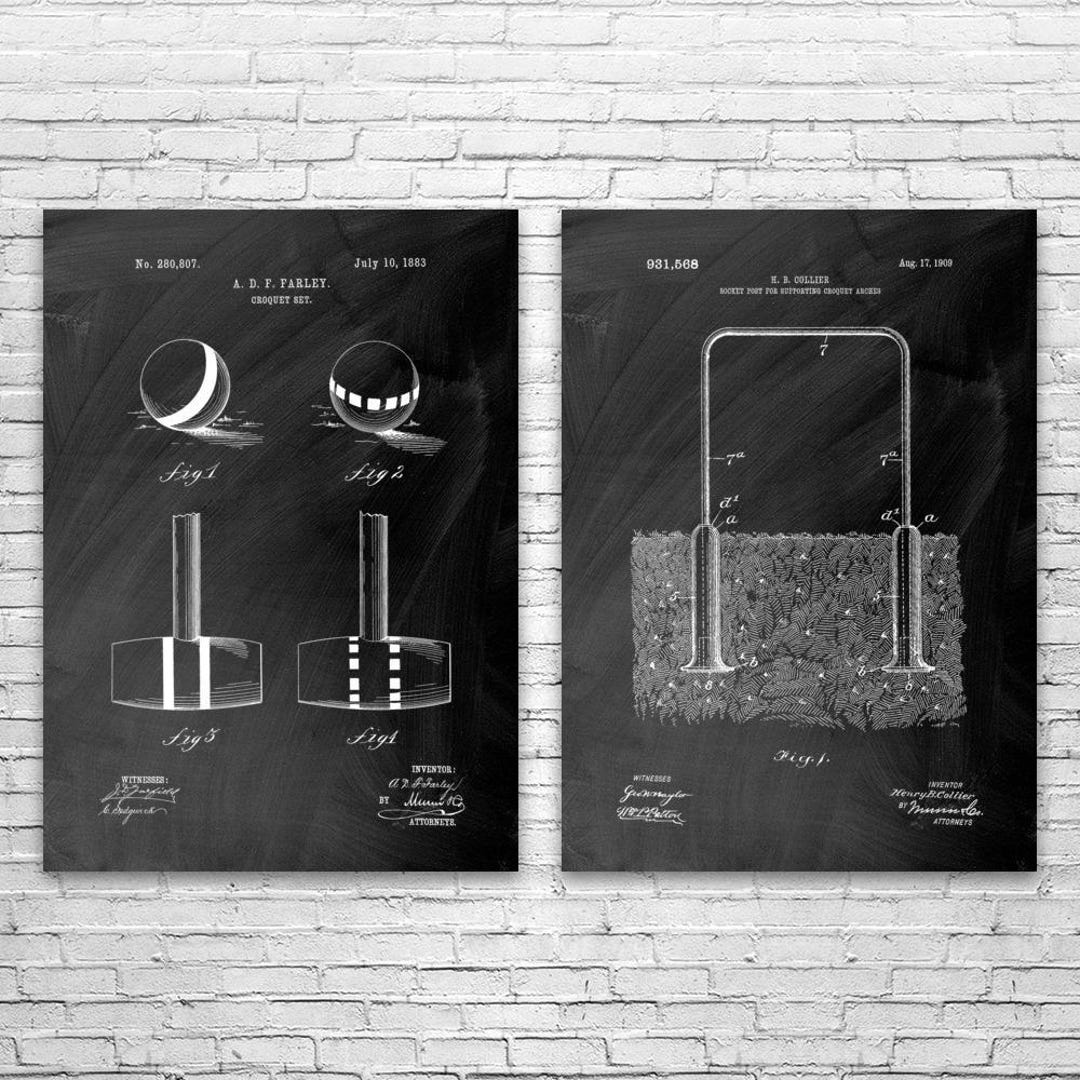Croquet Patent Wall Art Set of 2 | Poster, Canvas or Framed | Sports ...