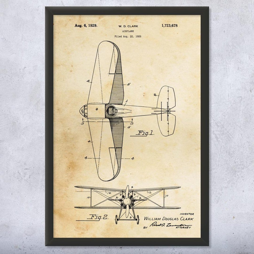 Staggered Biplane Patent Wall Art | Poster, Canvas or Framed | Flight ...