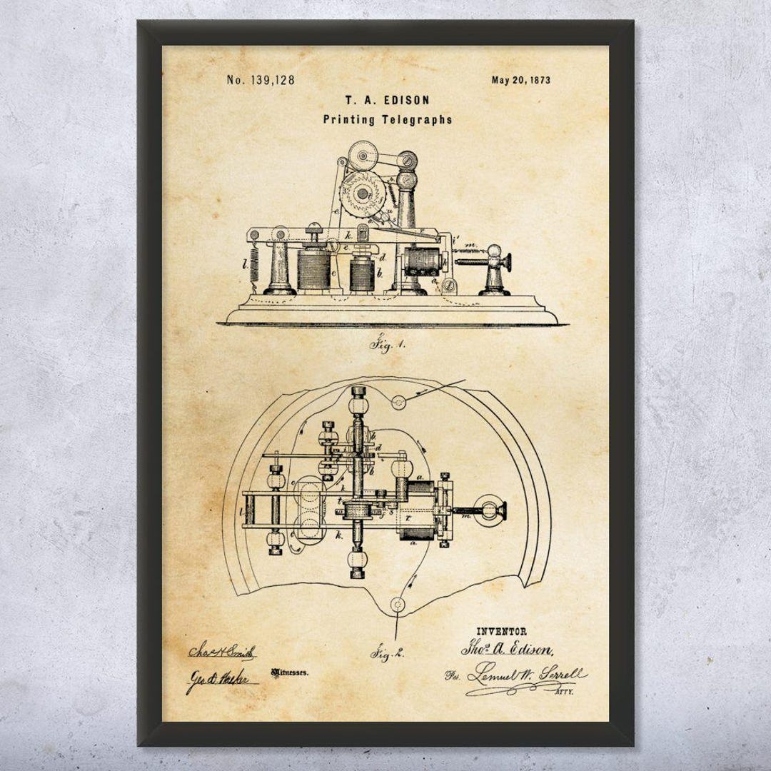 Edison Telegraph Patent Wall Art | Poster, Canvas or Framed | Telegraph ...