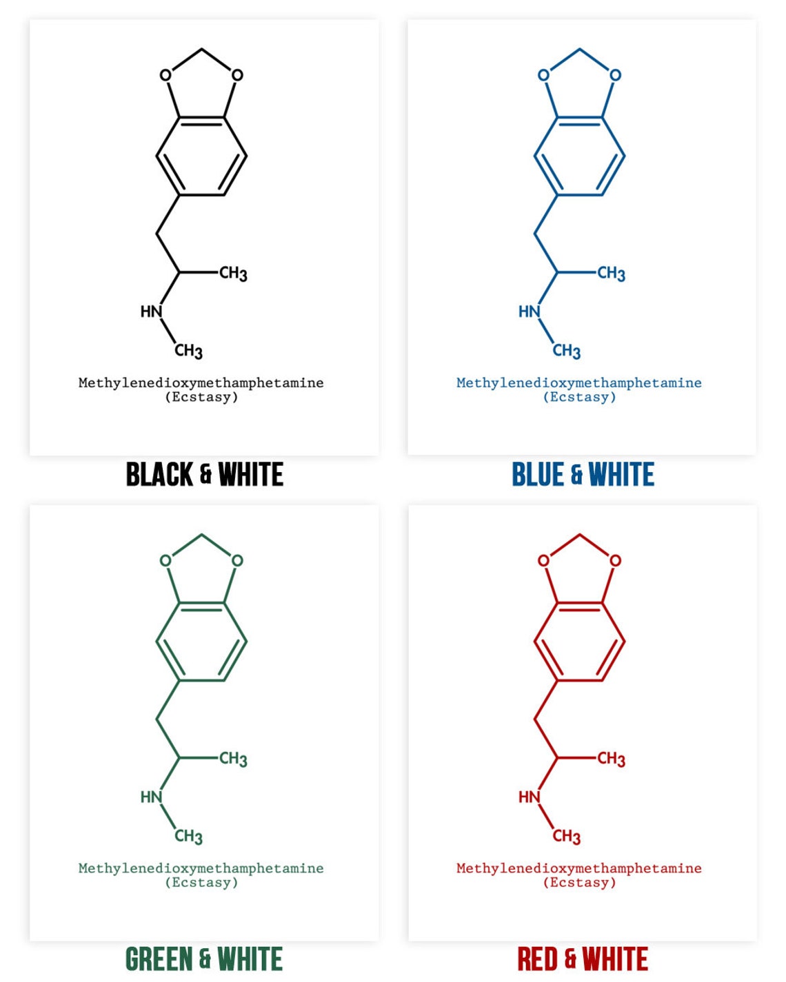 MDMA Molecule Ecstasy Poster Print Raver Gift MDMA Art | Etsy