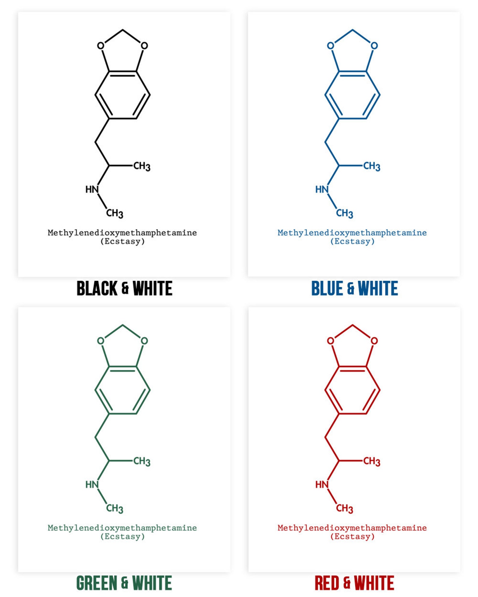 MDMA Molecule Ecstasy Poster Print Raver Gift MDMA Art | Etsy