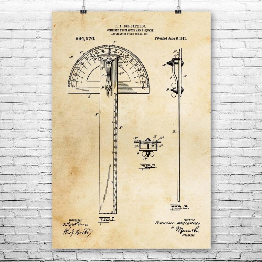 Protractor T-square Poster Print Architect Gifts Workshop - Etsy