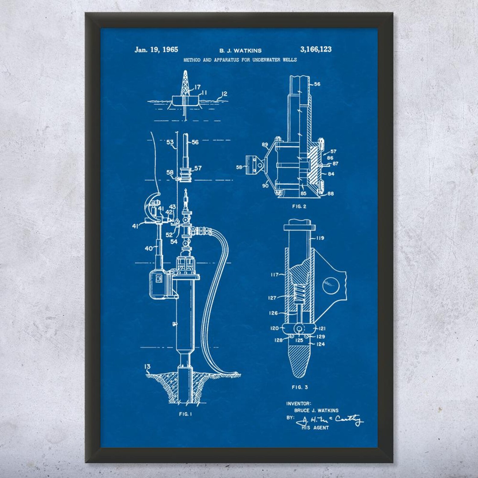 Underwater Wellhead Patent Art Print: Roughneck Gift, Well Head ...