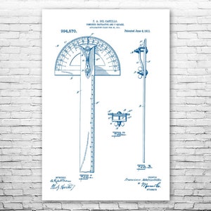 Protractor T-square Poster Print, Architect Gifts, Workshop Art ...