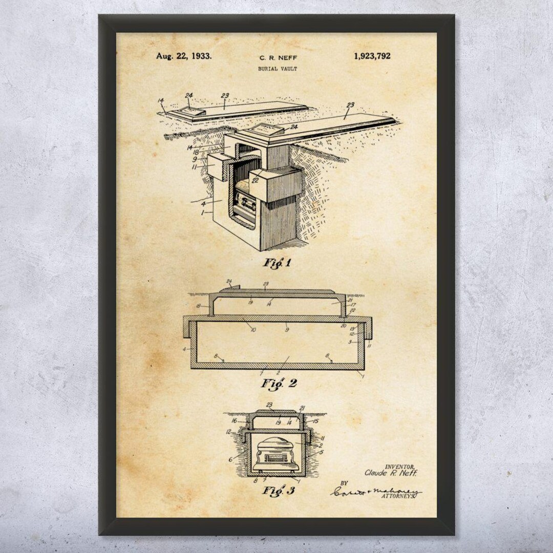 Burial Vault Patent Wall Art | Poster, Canvas or Framed | Cemetary ...
